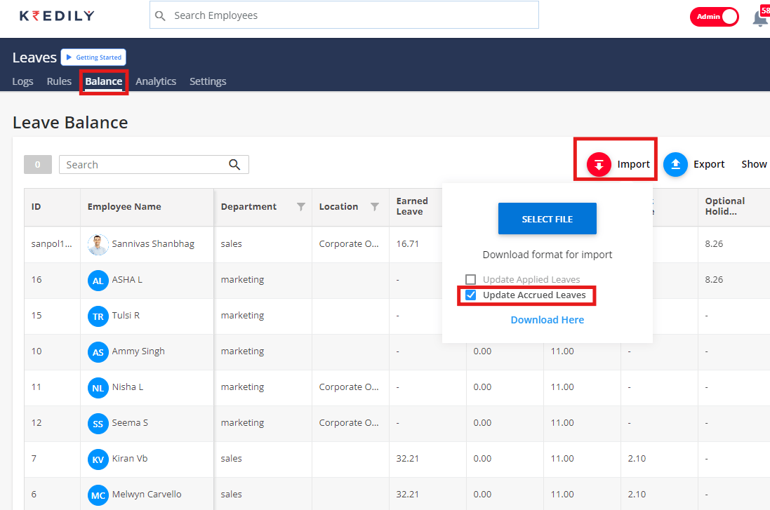 How can I give a comp off to an employee manually? - Support Kredily
