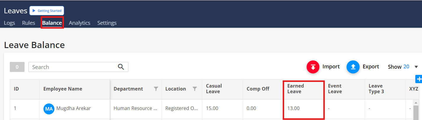 What is the procedure for updating the balance of earned leave ...