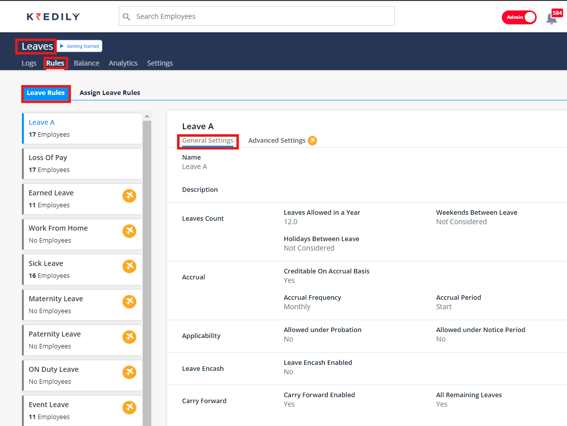 How to assign and check leave rules ? - Support Kredily