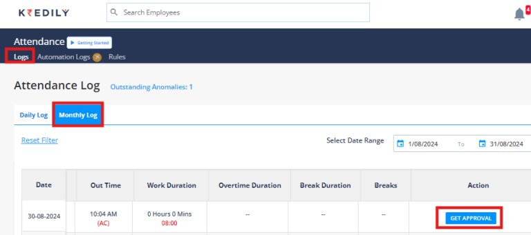 How to apply attendance regularization? - Support Kredily