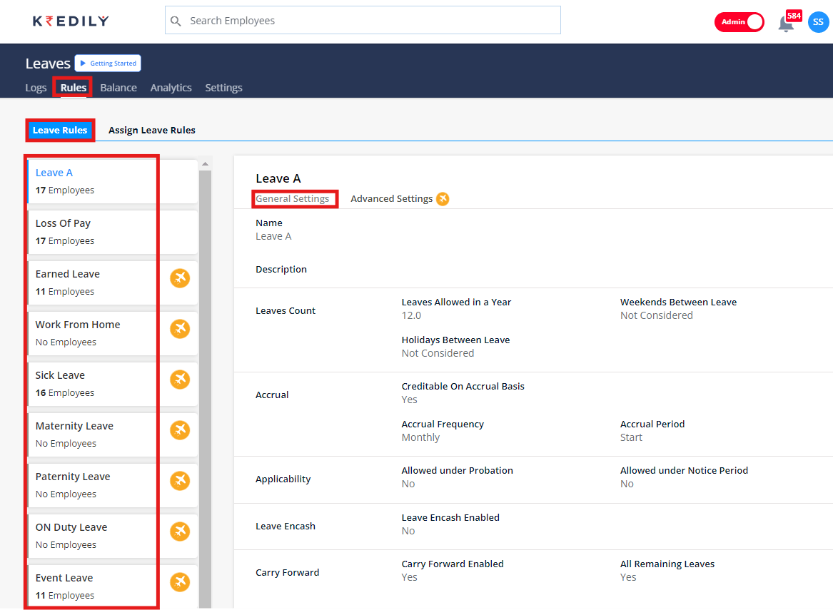 How to setup leaves rules? - Support Kredily