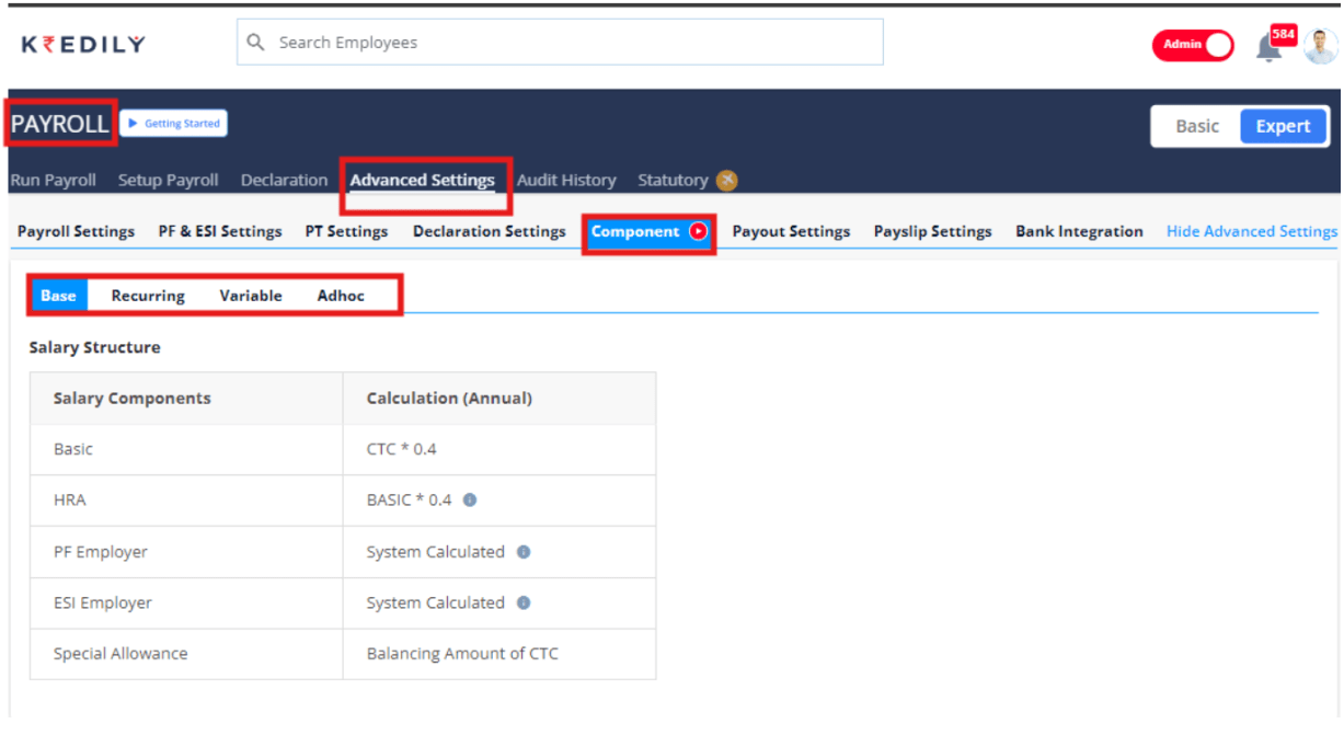 How to add salary component? - Support Kredily