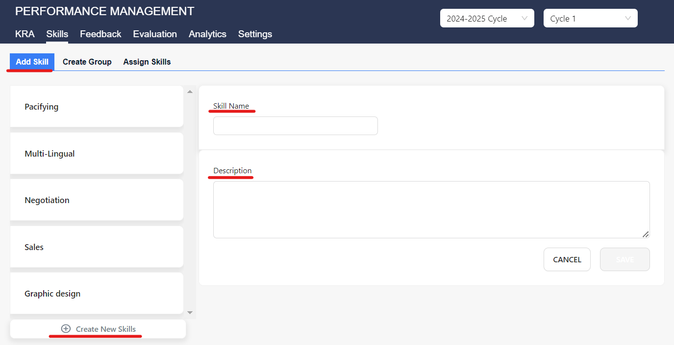 How to add Skills element in PMS with Kredily? - Support Kredily