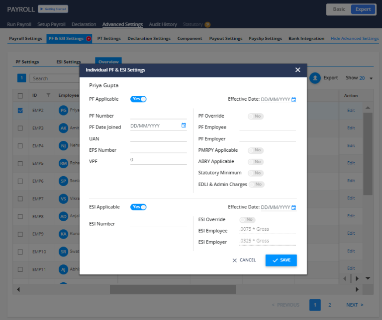 Configure your PF and ESI settings - Support Kredily