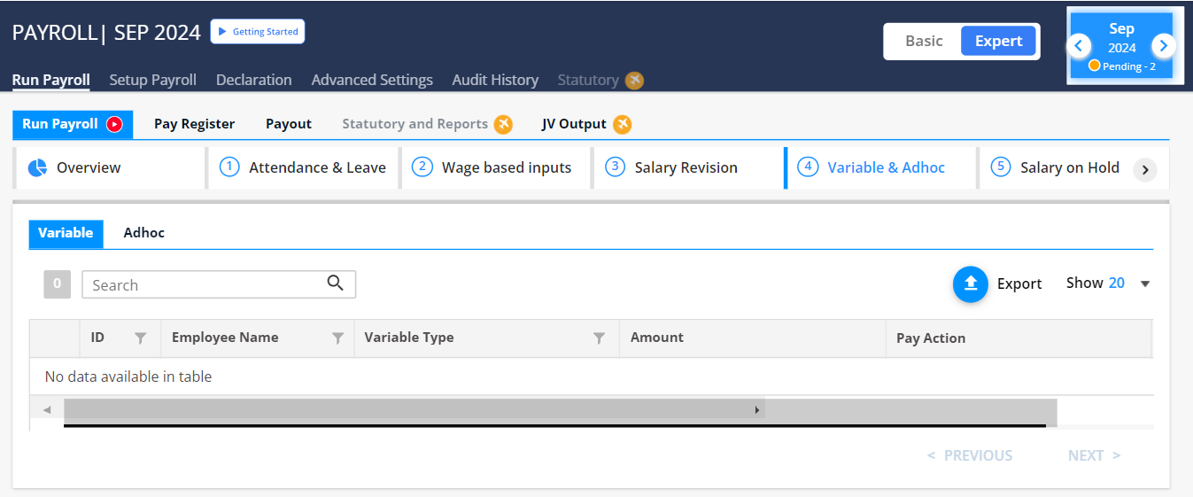 Set Variable and Adhoc Payroll Settings in Kredily