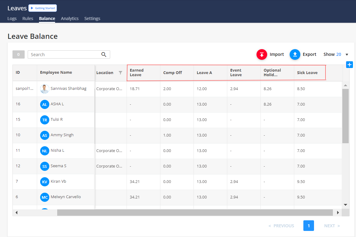 Check leave balance - Support Kredily