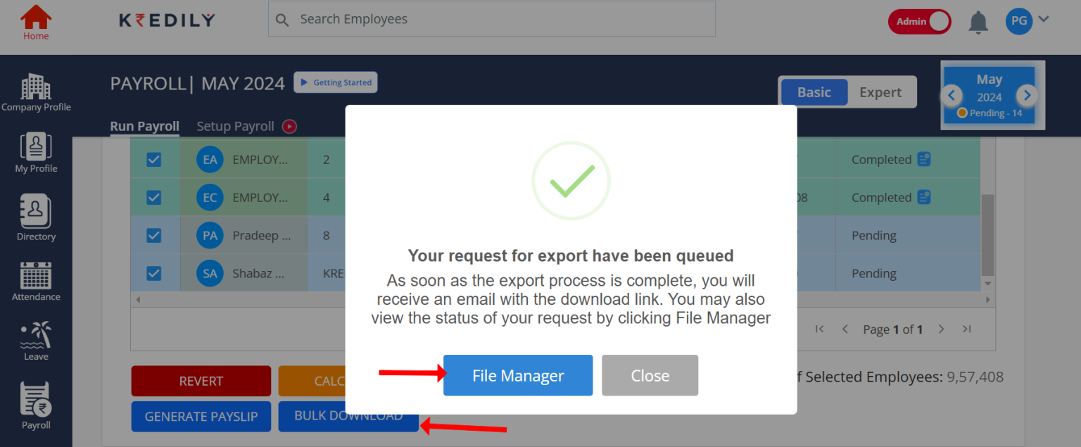 How to download payslip for the previous month? - Support Kredily